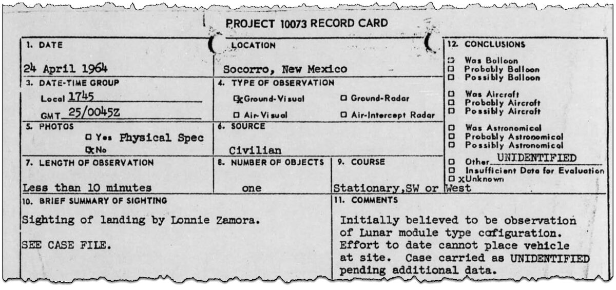 The Vault Files: The Socorro UFO Landing Incident, April 24, 1964 - The ...