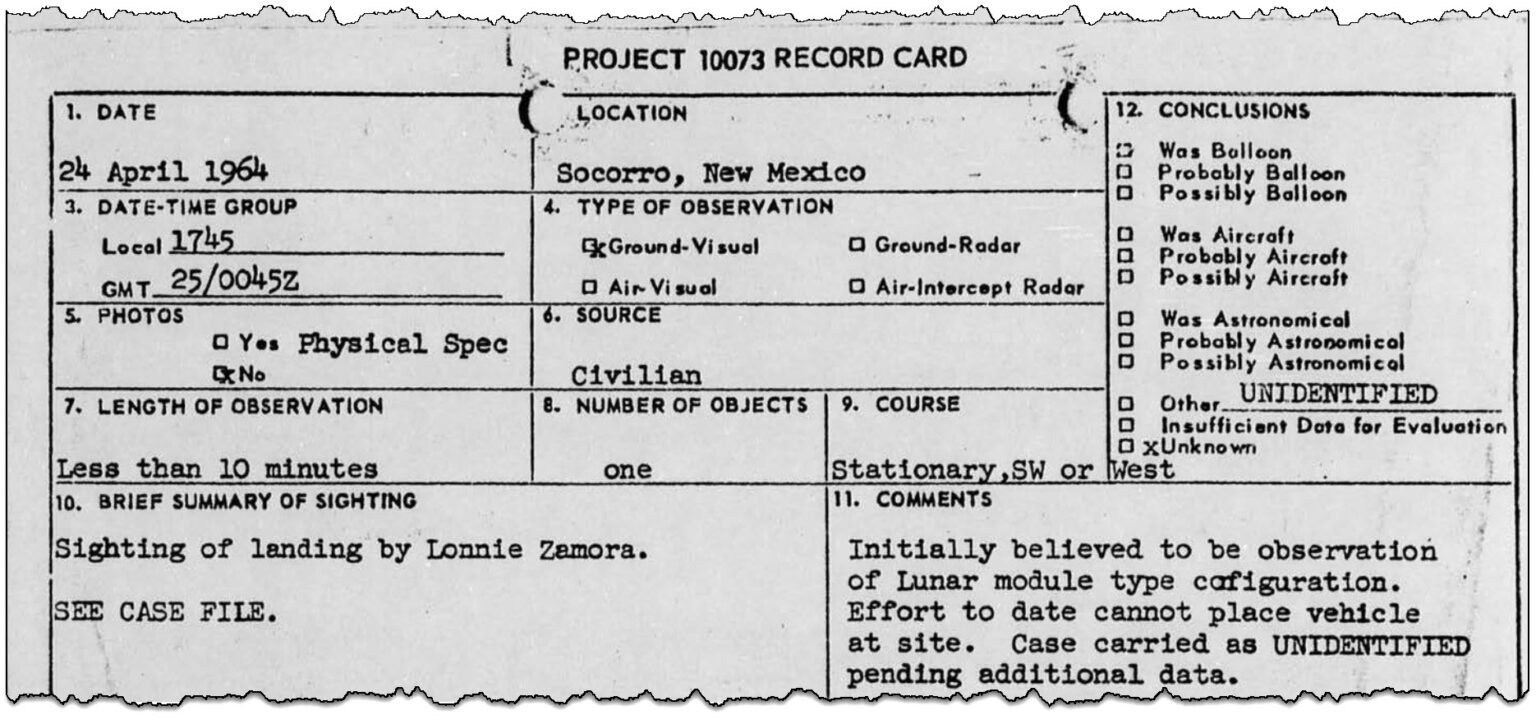 The Vault Files: The Socorro UFO Landing Incident, April 24, 1964 - The Black Vault Case Files