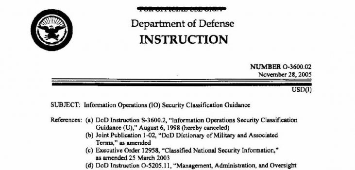 DoD Instruction 0-3600.02 “Information Operations (IO) Security ...