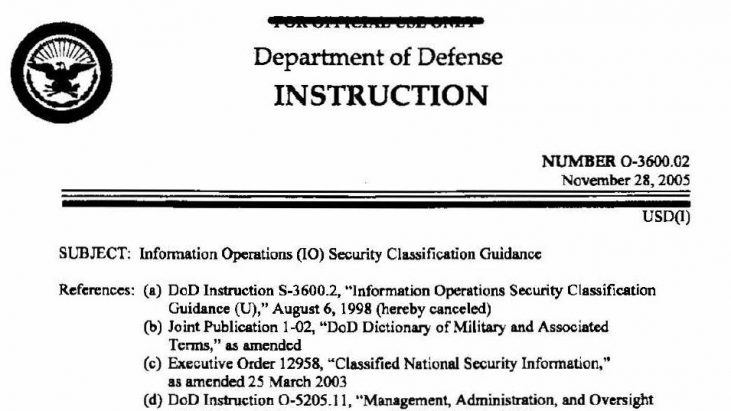 DoD Instruction 0-3600.02 "Information Operations (IO) Security ...